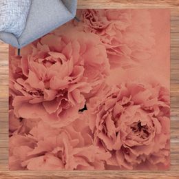 Bilderwelten Kork-Teppich Landhaus rosa Blumen Korkmatte - Rosa Pfingstrosen - Rose Wohnzimmer Schlafzimmer
