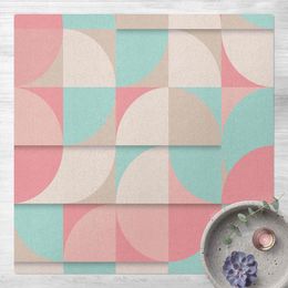 Bilderwelten Kork-Teppich Abstrakt pastell originell Korkmatte - Skandinavische Geometrie - Geometrisch Wohnzimmer Schlafzimmer