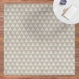 Bilderwelten Kork-Teppich Abstrakt blau Korkmatte - Mintblaue Dreiecke mit Schraffur - Geometrisch Wohnzimmer Schlafzimmer