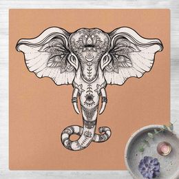Bilderwelten Kork-Teppich Orientalisch schwarz Tiere Korkmatte - Spiritueller Indischer Elefant - Meditation Wohnzimmer Schlafzimmer
