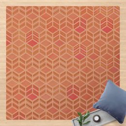 Bilderwelten Kork-Teppich Illustration rosa Aquarell - Take the Cake Gold und Rose - Geometrisch Wohnzimmer Schlafzimmer