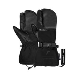 Reusch Damen F&auml;ustlinge "Duality R-WOOL Lobster", schwarz, Gr. 10, mehrfarbig, 70% Polyester, 30% Rindsleder, Handschuhe, mit winddichter und