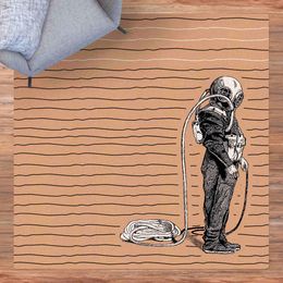 Bilderwelten Kork-Teppich Illustration schwarz Strand Korkmatte - Nautik Vintage Taucher - Unterwasser Wohnzimmer Schlafzimmer
