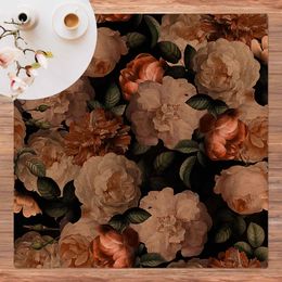 Bilderwelten Kork-Teppich Tropisch beige Korkmatte - Rote Rosen mit Wei&szlig;en Rosen - Rose Wohnzimmer Schlafzimmer