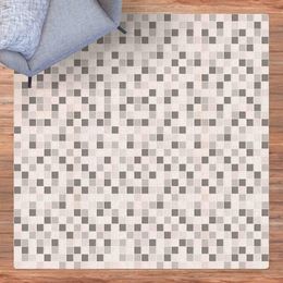 Bilderwelten Kork-Teppich Illustration weiss Fliesenoptik - Mosaikfliesen Winterset - Deko Wohnzimmer Schlafzimmer