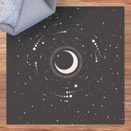 Bilderwelten Kork-Teppich modern schwarz weiss Spirituell Korkmatte - Mond im Sternenkreis - Himmel Wohnzimmer Schlafzimmer