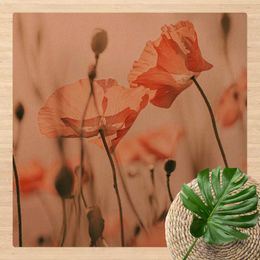 Bilderwelten Kork-Teppich Motiv rot Korkmatte - Mohnbl&uuml;ten im Sommerwind - Mohn Wohnzimmer Schlafzimmer