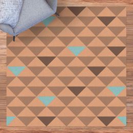 Bilderwelten Kork-Teppich Illustration grau Korkmatte - No.YK64 Dreiecke Grau Wei&szlig; T&uuml;rkis - Geometrisch Kinderzimmer Baby M&auml;dchen Jungen