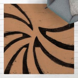 Bilderwelten Kork-Teppich Vintage schwarz weiss originell Korkmatte - Gemalte Schwarze Zacken - Geometrisch Wohnzimmer Schlafzimmer