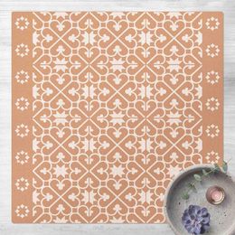 Bilderwelten Kork-Teppich Art Deco weiss Fliesenoptik - Geometrischer Fliesenmix Herzen Wei&szlig; - Deko Wohnzimmer Schlafzimmer