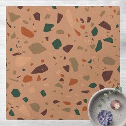 Bilderwelten Kork-Teppich modern gr&uuml;n Mosaik - Detailliertes Terrazzo Muster Grosseto - Deko Wohnzimmer Schlafzimmer