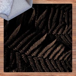Bilderwelten Kork-Teppich Tropisch schwarz weiss Korkmatte - Schwarz Wei&szlig; Botanik Farn - Pflanzen Wohnzimmer Schlafzimmer