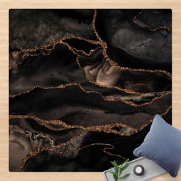 Bilderwelten Kork-Teppich Abstrakt schwarz Korkmatte - Schwarz mit Glitzer Gold - Deko Wohnzimmer Schlafzimmer