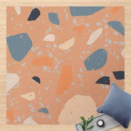 Bilderwelten Kork-Teppich modern petrol Mosaik - Detailliertes Terrazzo Muster Asti - Deko Wohnzimmer Schlafzimmer