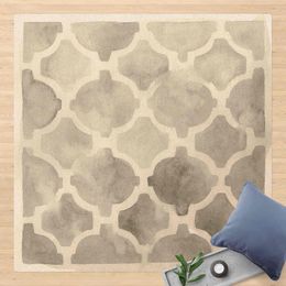 Kork-Teppich - Orientalische Aquarellellipse - Abstrakt beige Korkmatte Geometrisch Wohnzimmer Schlafzimmer