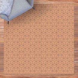 Bilderwelten Kork-Teppich modern schwarz weiss Korkmatte - Dreidimensionale W&uuml;rfel Linienmuster - Geometrisch Wohnzimmer Schlafzimmer