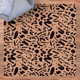 Bilderwelten Kork-Teppich modern schwarz weiss Korkmatte - Moderne Pinselstriche in Schwarz - Deko Wohnzimmer Schlafzimmer