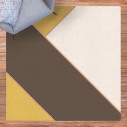 Bilderwelten Kork-Teppich Illustration braun Korkmatte - Eckiges Geflecht Sand - Geometrisch Wohnzimmer Schlafzimmer