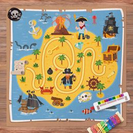 Bilderwelten Kork-Teppich Illustration bunt Korkmatte - Piraten - Auf der Suche nach dem Schatz - Pirat Kinderzimmer Baby M&auml;dchen Jungen