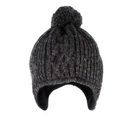 MaxiMo Jungen Strickm&uuml;tze, grau, Gr. 51, meliert, unifarben mit Farbeinsatz, Strick, Materialmix, M&uuml;tzen, Wollanteil, gef&uuml;ttert, Ohrenklappen, mit