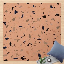 Bilderwelten Kork-Teppich modern blau Korkmatte - Terrazzo Wirbelsturm - Retro Wohnzimmer Schlafzimmer