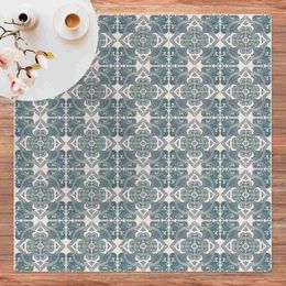 Bilderwelten Kork-Teppich Illustration blau Fliesenoptik - Fliesenmuster Lissabon Taubenblau - Deko Wohnzimmer Schlafzimmer