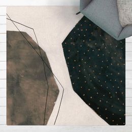 Bilderwelten Kork-Teppich Abstrakt blau originell Korkmatte - Punkte im Dialog III - Deko Wohnzimmer Schlafzimmer