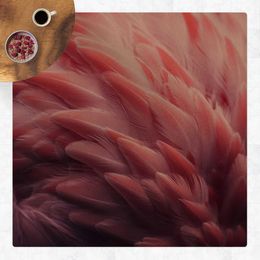Bilderwelten Kork-Teppich Tropisch pink Tiere Korkmatte - Flamingofedern Close-up - Feder Wohnzimmer Schlafzimmer