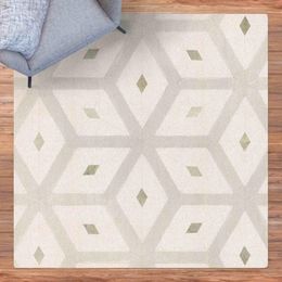 Bilderwelten Kork-Teppich Vintage beige Mosaik - Fliesen aus Meeresglas - Geometrisch Wohnzimmer Schlafzimmer