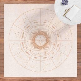 Bilderwelten Kork-Teppich Illustration weiss Spirituell Korkmatte - Astrologie Sternzeichen im Sonnenkreis - Sternzeichen Wohnzimmer Schlafzimmer