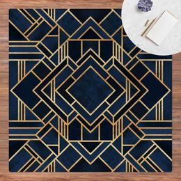 Bilderwelten Kork-Teppich Abstrakt gold originell Aquarell - Art Deco Gold - Geometrisch Wohnzimmer Schlafzimmer