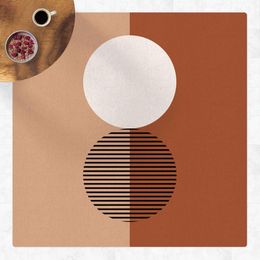 Bilderwelten Kork-Teppich Abstrakt braun Korkmatte - Bauhaus Ulm Braun - Geometrisch Wohnzimmer Schlafzimmer