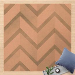 Kork-Teppich - Muster aus Meeresglas - Vintage beige Korkmatte Geometrisch Wohnzimmer Schlafzimmer