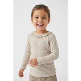 Langarmshirt LIL' ATELIER "NMFRACHEL NIS LS SLIM TOP LIL NOOS", M&auml;dchen, Gr. 104, gray morn, Jersey, Obermaterial: 50% Baumwolle, 50% Modal, unifarben, slim fit normal, Rundhals, Shirts Langarmshirt, Baumwollmischung, R&uuml;schen