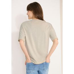 Cecil Damen T-Shirtpearl beige, Basic, Gr. L, unifarben, Jersey, 50% Baumwolle, 50% Polyester, Shirts, Jersey