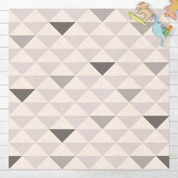 Bilderwelten Kork-Teppich modern grau Korkmatte - No.YK66 Dreiecke Grau Wei&szlig; Grau - Geometrisch Wohnzimmer Schlafzimmer