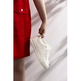ANISTON SHOES Damen Sneaker, Gr. 38, gold, Lederimitat, Schuhe, Schn&uuml;rschuh, Freizeitschuh mit Metallic-Akzent