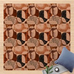 Bilderwelten Kork-Teppich modern braun Aquarell - Lebende Steine Muster in Braun - Deko Wohnzimmer Schlafzimmer
