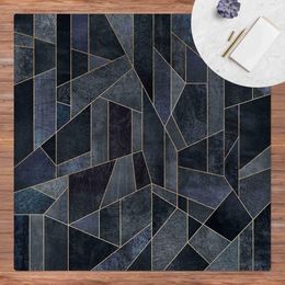 Bilderwelten Kork-Teppich Abstrakt blau originell Aquarell - Blaue Geometrie Aquarell - Geometrisch Wohnzimmer Schlafzimmer