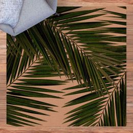 Bilderwelten Kork-Teppich Tropisch gr&uuml;n Natur Korkmatte - Blick durch gr&uuml;ne Palmenbl&auml;tter - Pflanzen Wohnzimmer Schlafzimmer