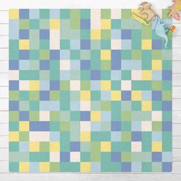 Bilderwelten Kork-Teppich Illustration gr&uuml;n Mosaik - Buntes Mosaik Spielwiese - Deko Kinderzimmer Baby M&auml;dchen Jungen