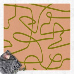 Bilderwelten Kork-Teppich Line Art gr&uuml;n Korkmatte - Abstrakter Linienfluss Gr&uuml;n - Streifen Wohnzimmer Schlafzimmer