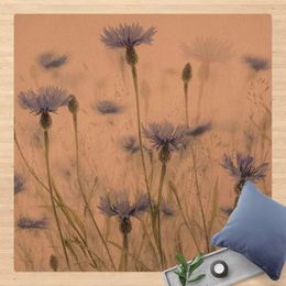 Bilderwelten Kork-Teppich Tropisch violett Korkmatte - Kornblumen und Gr&auml;ser im Feld - Gr&auml;ser Wohnzimmer Schlafzimmer