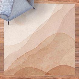 Bilderwelten Kork-Teppich Abstrakt beige Korkmatte - Aquarell Landschaft Tagmond - Deko Wohnzimmer Schlafzimmer