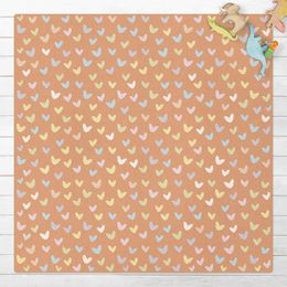 Bilderwelten Kork-Teppich Illustration pastell Korkmatte - Gezeichnete Pastellherzen - Herz Kinderzimmer Baby M&auml;dchen Jungen