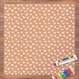 Bilderwelten Kork-Teppich Illustration weiss Korkmatte - Gezeichnete Herzen Wei&szlig; - Herz Kinderzimmer Baby M&auml;dchen Jungen