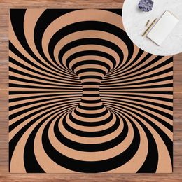Bilderwelten Kork-Teppich modern schwarz weiss 3D-Effekt - Optischer Wirbel - Deko Wohnzimmer Schlafzimmer
