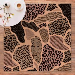 Bilderwelten Kork-Teppich Illustration grau Tiere Korkmatte - Animalprint Zebra Tiger Leopard Europa - Deko Wohnzimmer Schlafzimmer