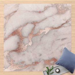 Bilderwelten Kork-Teppich Abstrakt grau Korkmatte - Marmoroptik mit Glitzer - Deko Wohnzimmer Schlafzimmer