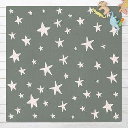 Bilderwelten Kork-Teppich Illustration blau Himmel Korkmatte - Gezeichnete gro&szlig;e Sterne im Blauen Himmel - Himmel Kinderzimmer Baby M&auml;dchen Jungen